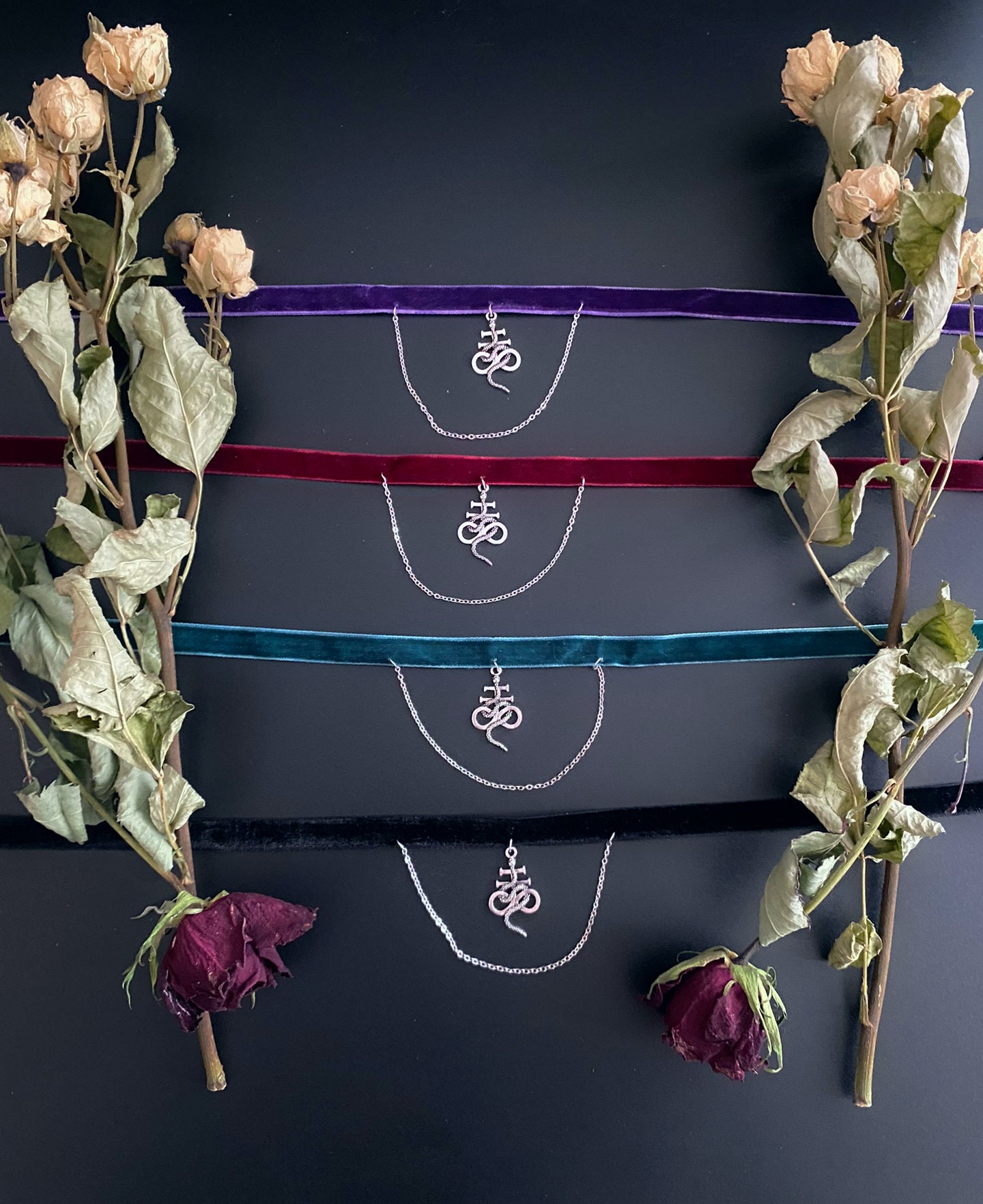 Leviathan Cross and Snake Lucifer Satanic Choker Velvet - Etsy