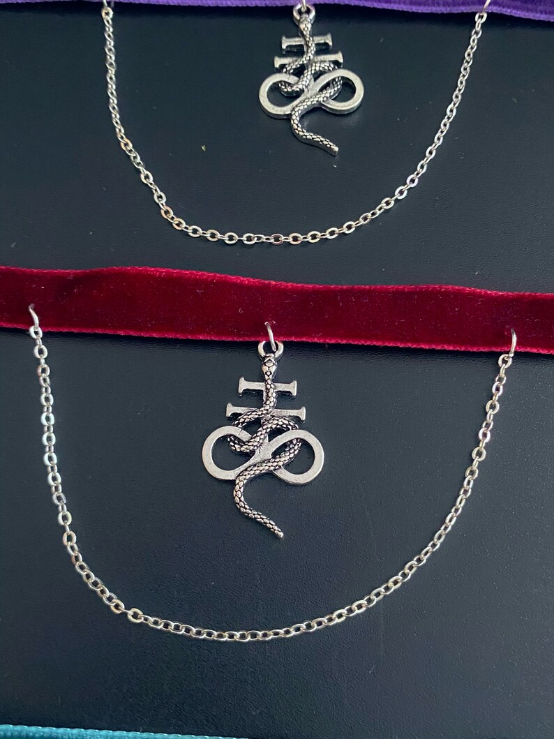Leviathan Cross and Snake Lucifer Satanic Choker Velvet - Etsy