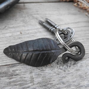Hand Forged Iron Leaf Keychain, Gift for Nature Lover, Gift for Him ...