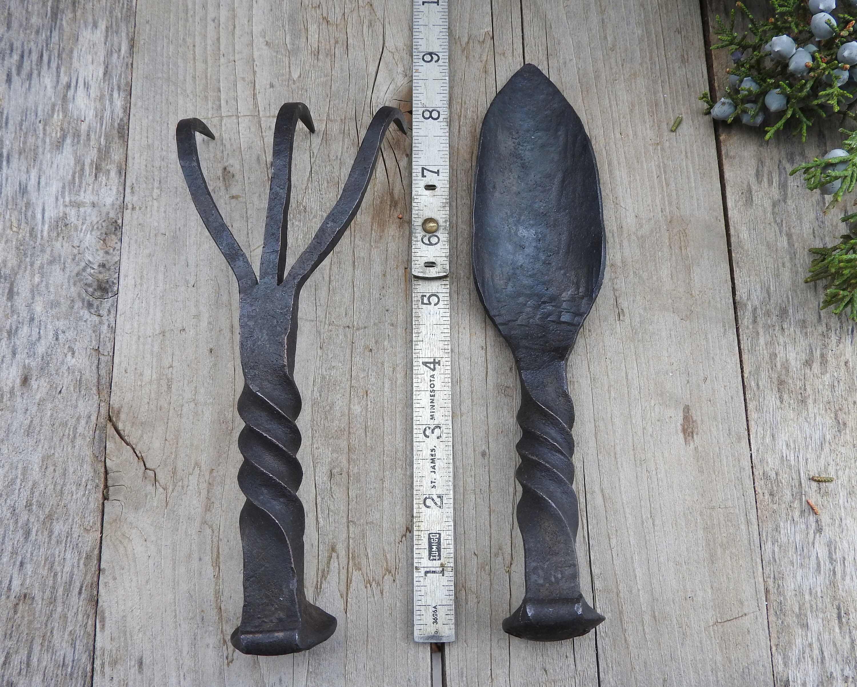 Hand Forged Metal Garden Tool Set Unique Trowel and Rake Gift | Etsy
