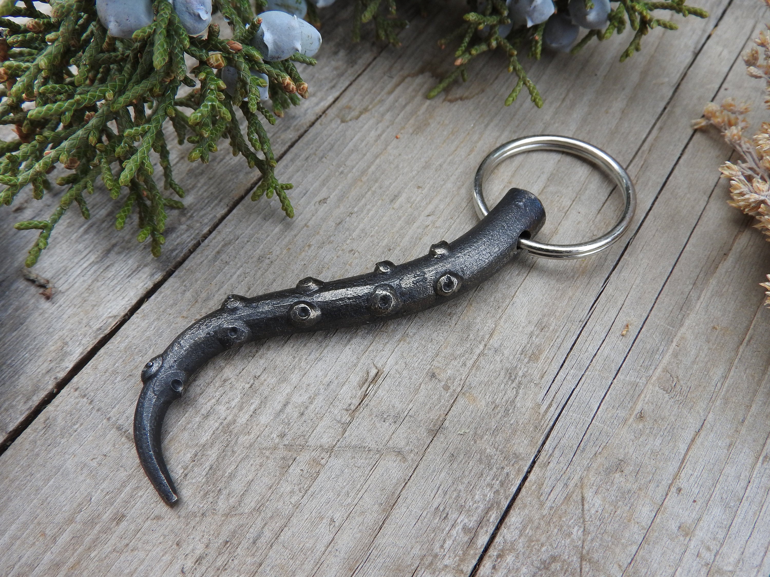 Hand Forged Iron Octopus Tentacle Keychain Kraken Gift for Dad ...