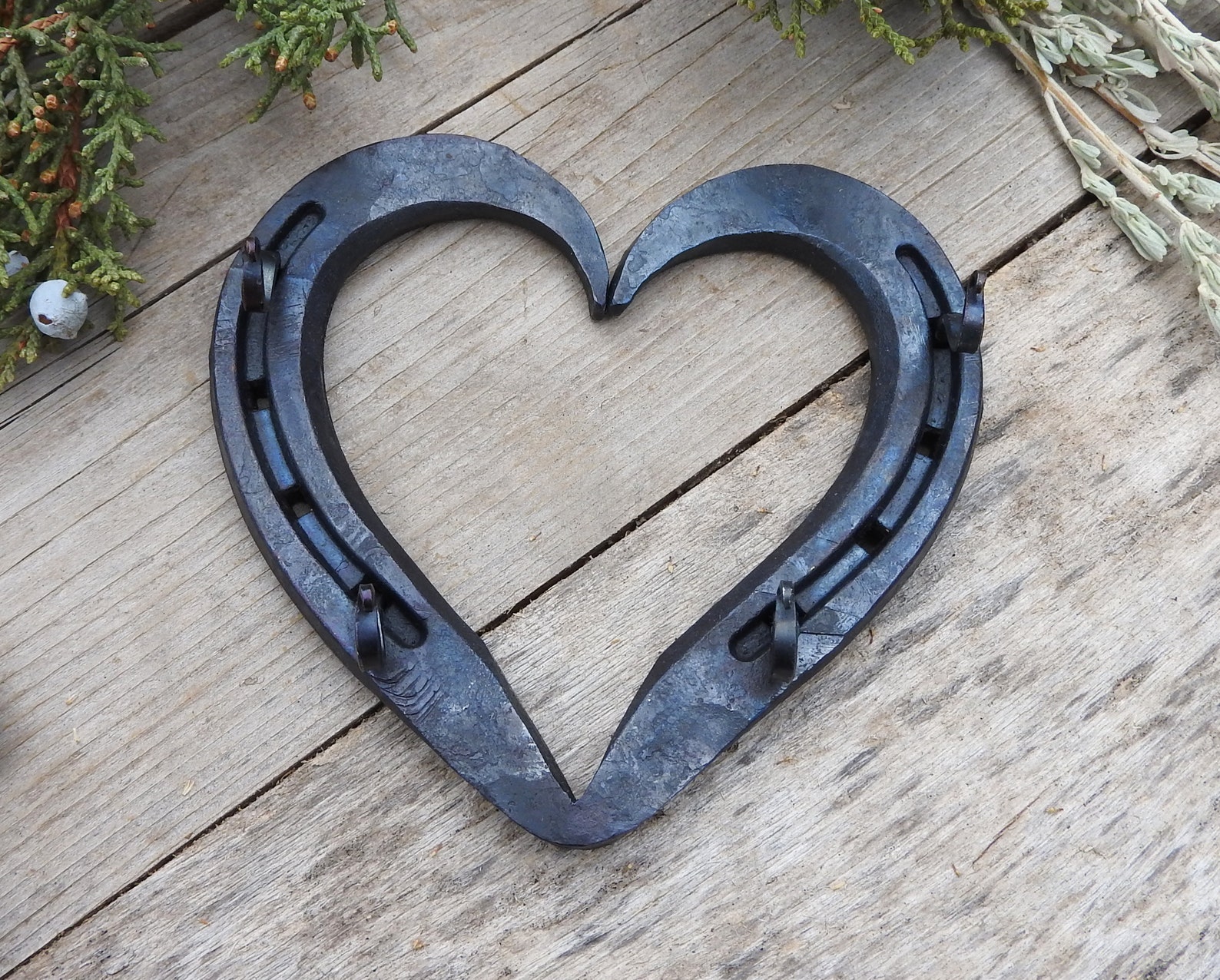 Heart Wall Key Hanger, Hand Forged Horseshoe Heart, Key Holder ...
