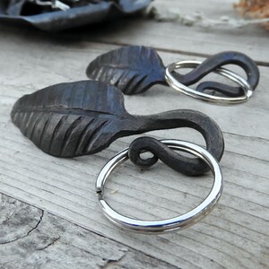 Hand Forged Iron Leaf Keychain, Gift for Nature Lover, Gift for Him ...