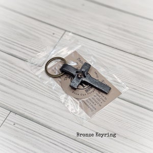 Metal Cross Keychain, Hand Forged Cross, Gift for Him, Blacksmith Item ...