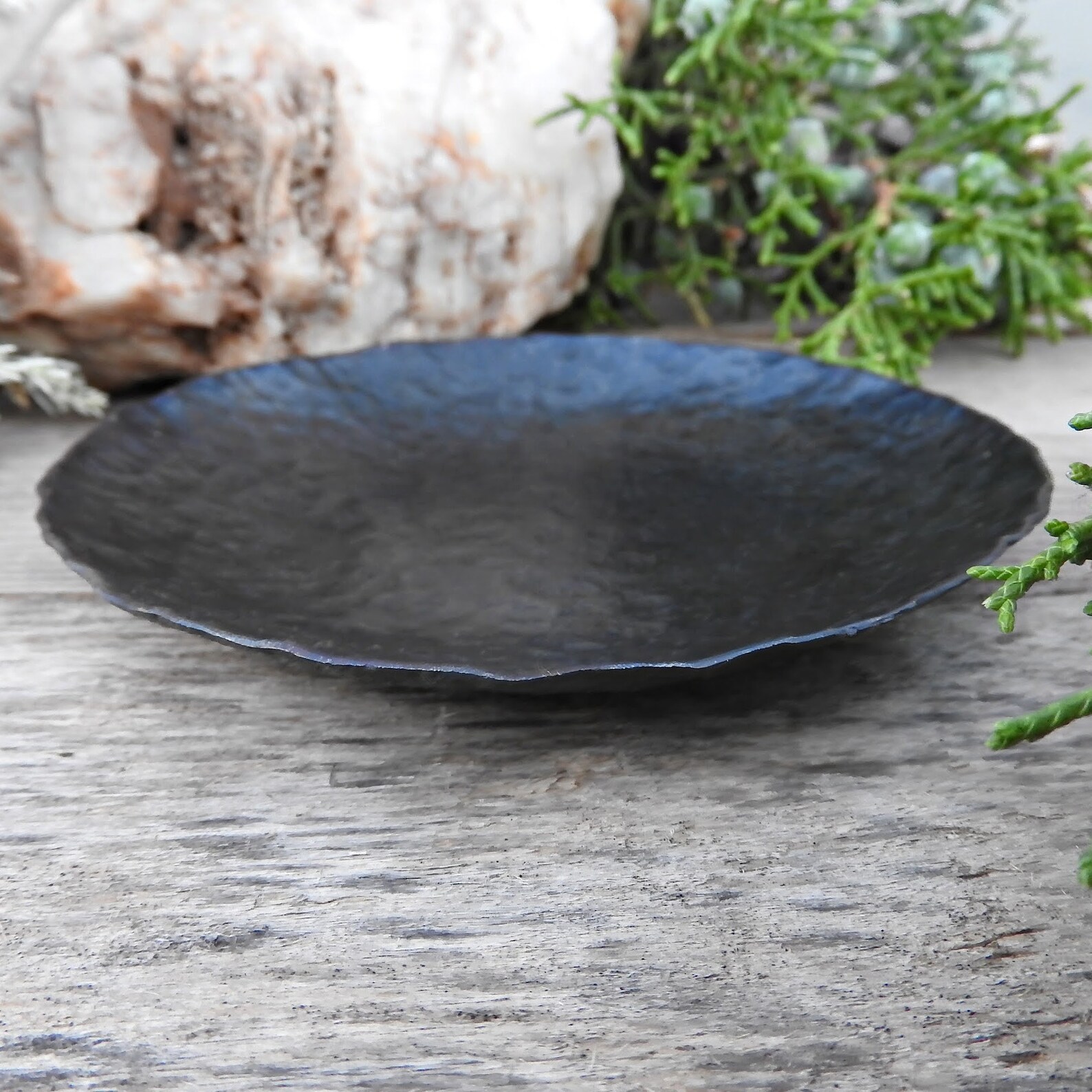 Hand Forged Hammered Round Metal Jewelry Dish Key Dish - Etsy