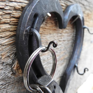 Heart Wall Key Hanger, Hand Forged Horseshoe Heart, Key Holder ...