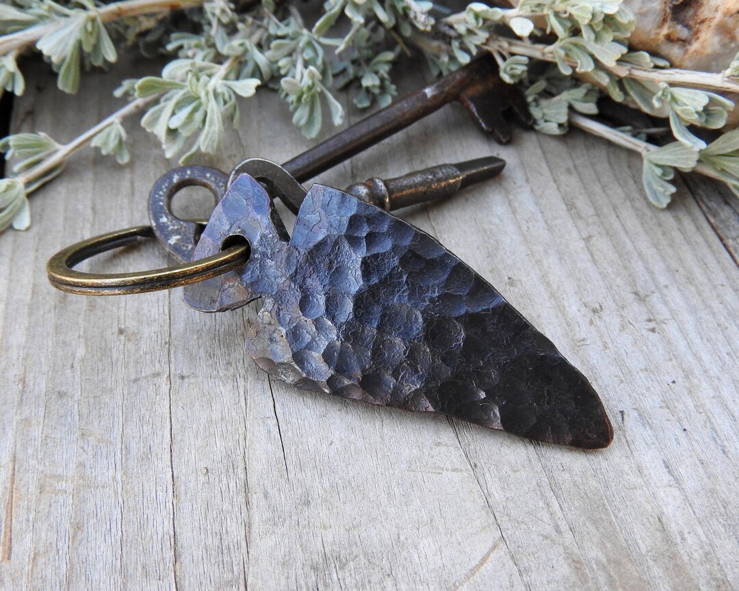 Handforged Primitive Metal Arrowhead Keychain Gift for Him - Etsy