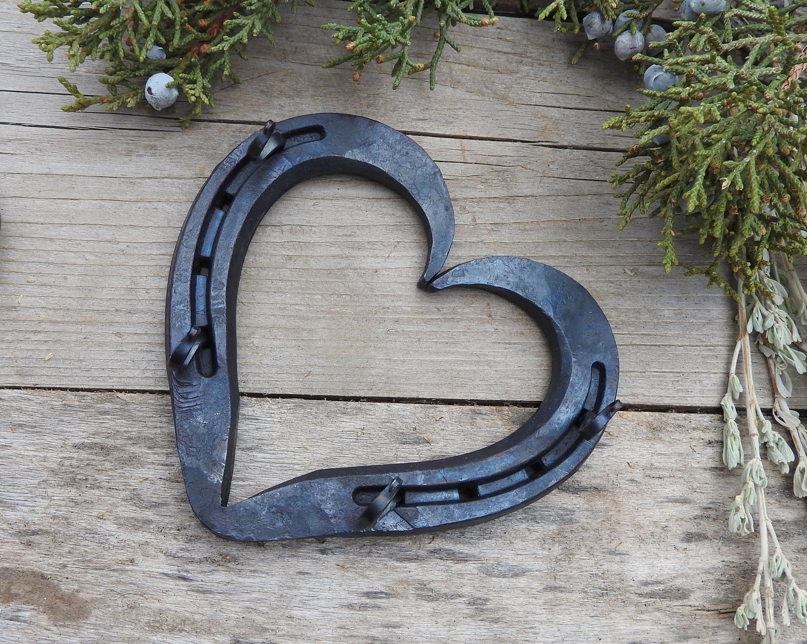 Heart Wall Key Hanger Hand Forged Horseshoe Heart Key | Etsy