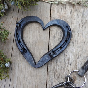 Heart Wall Key Hanger, Hand Forged Horseshoe Heart, Key Holder ...