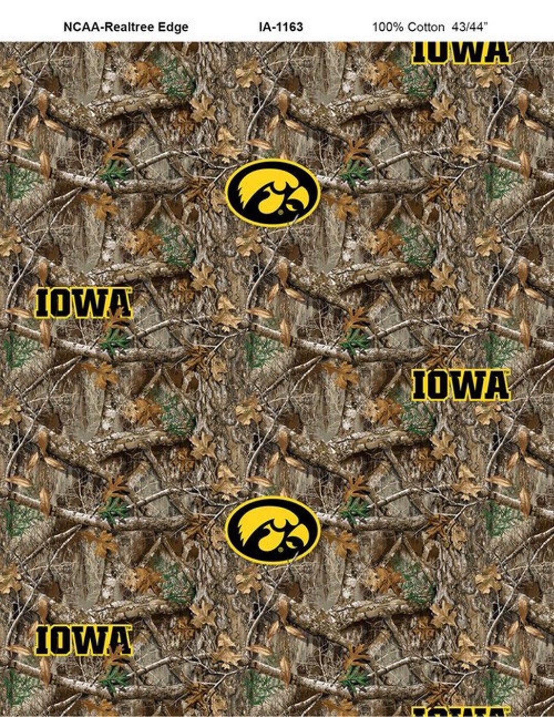 IA-1163 Iowa Camo Real Tree Print Cotton Fabric From Sykel Enterprises ...