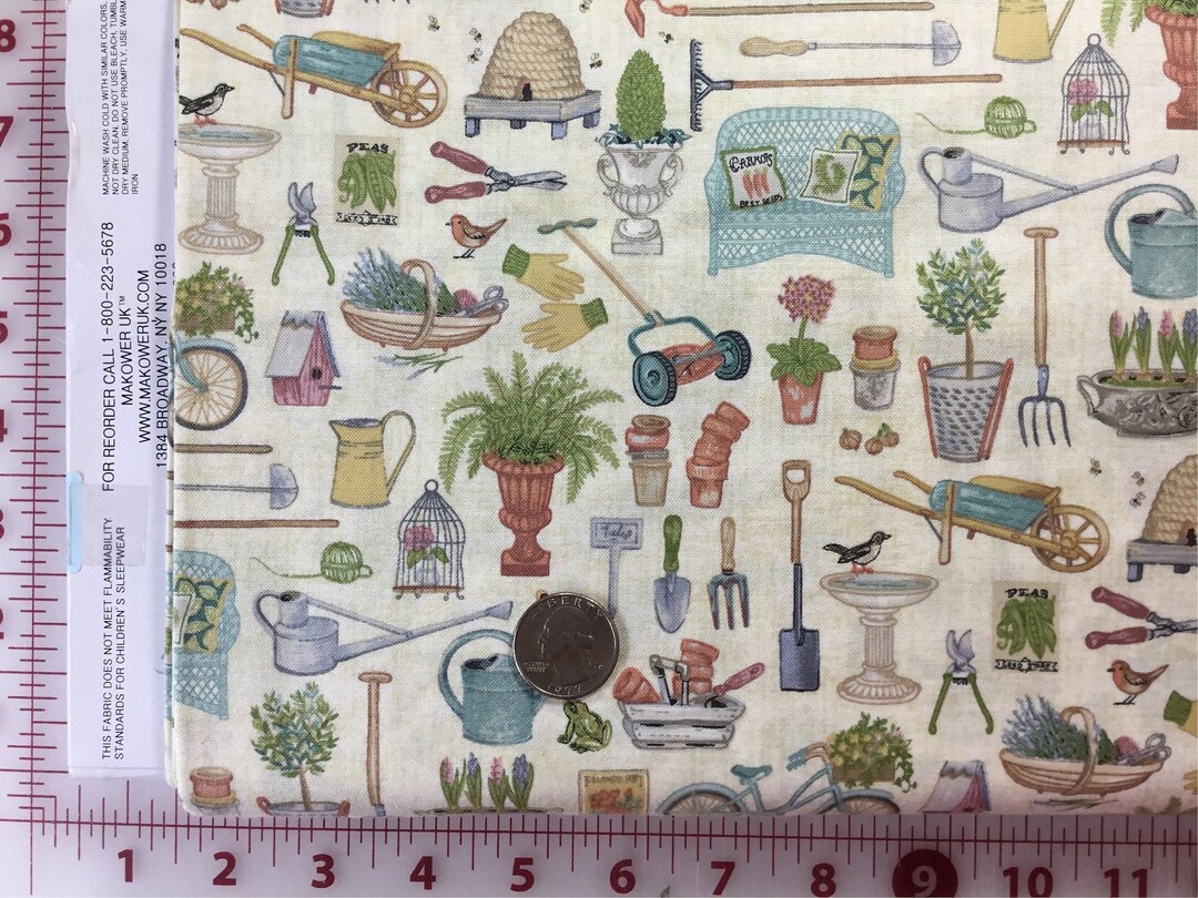 Antique Garden Multi Items Cotton Fabric by Makower 1739-1 - Etsy