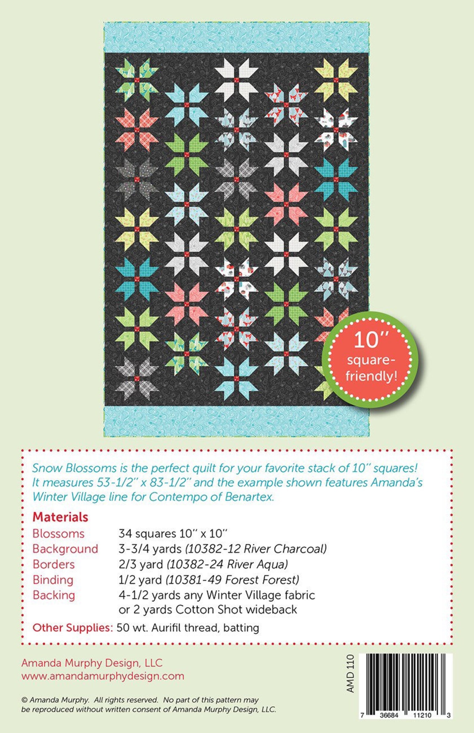 Snow Blossoms Quilt Pattern From Amanda Murphy Design PAPER - Etsy