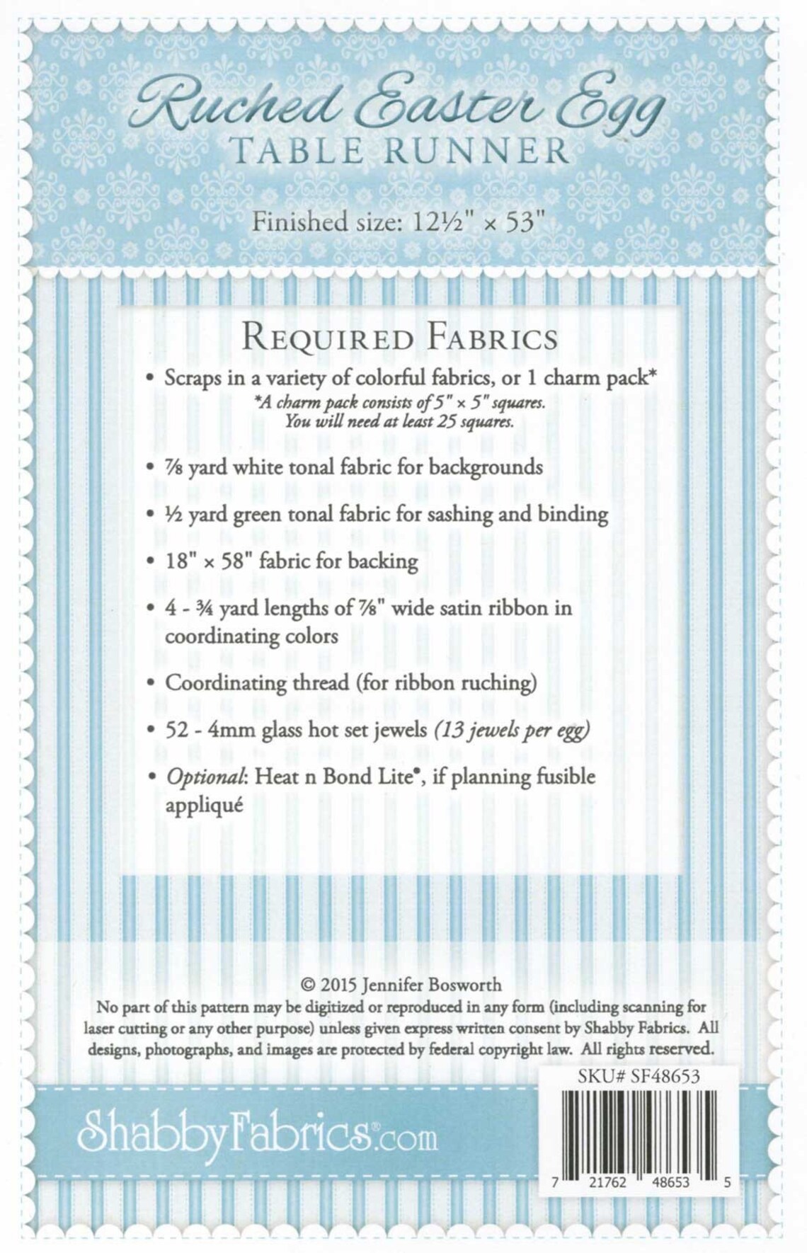 Ruched Easter Egg Table Runner Pattern by Shabby Fabrics - Etsy