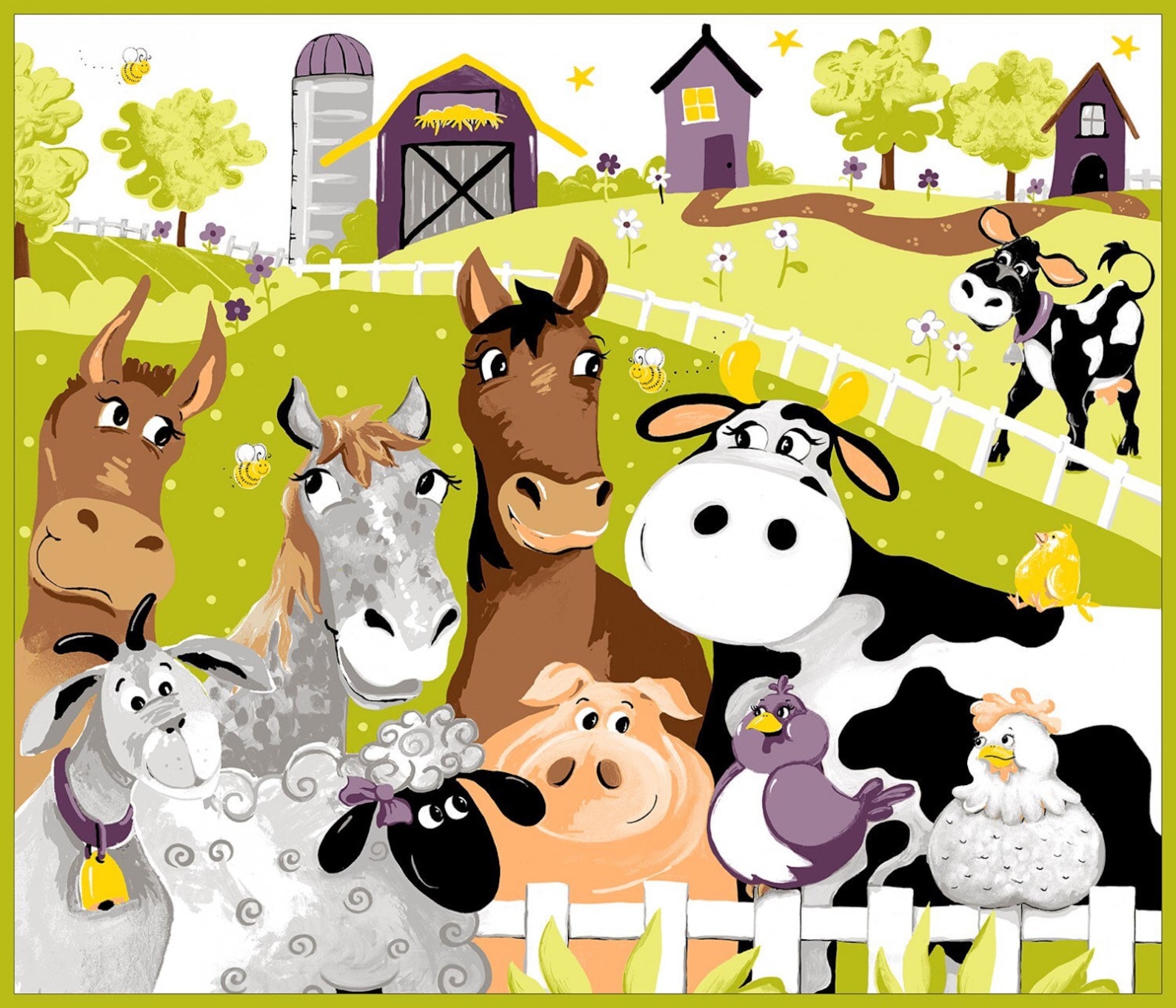Multi Barnyard Buddies Play Mat Panel 36in by Susybee - Etsy