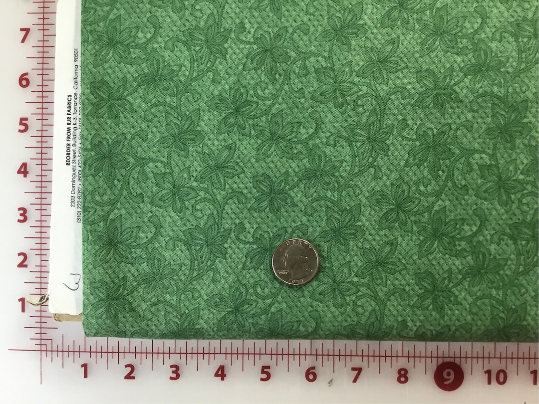 Rose Cottage Cotton Fabric Green Leaves on Green Background by RJR 7038 ...