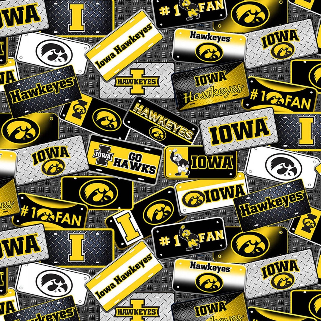 IA-1210 Iowa Hawkeyes License Plate Cotton Fabric From Sykel ...