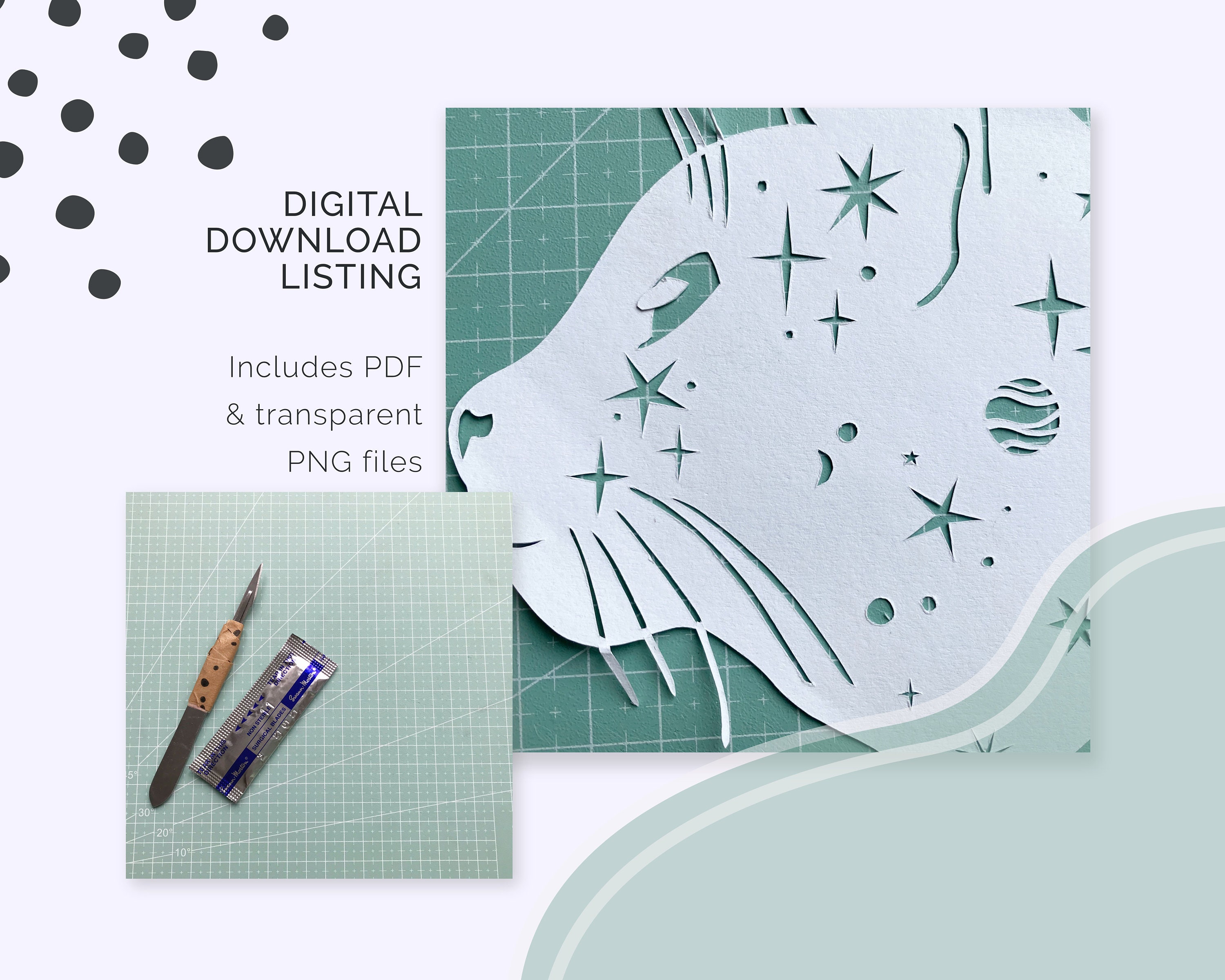Cosmic Cat Papercut Template for Personal Use Only PDF PNG | Etsy