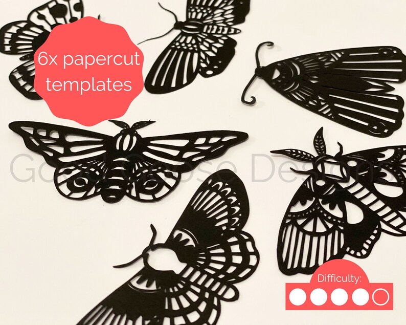6x Moths Papercutting Templates for Personal Use Only PDF - Etsy