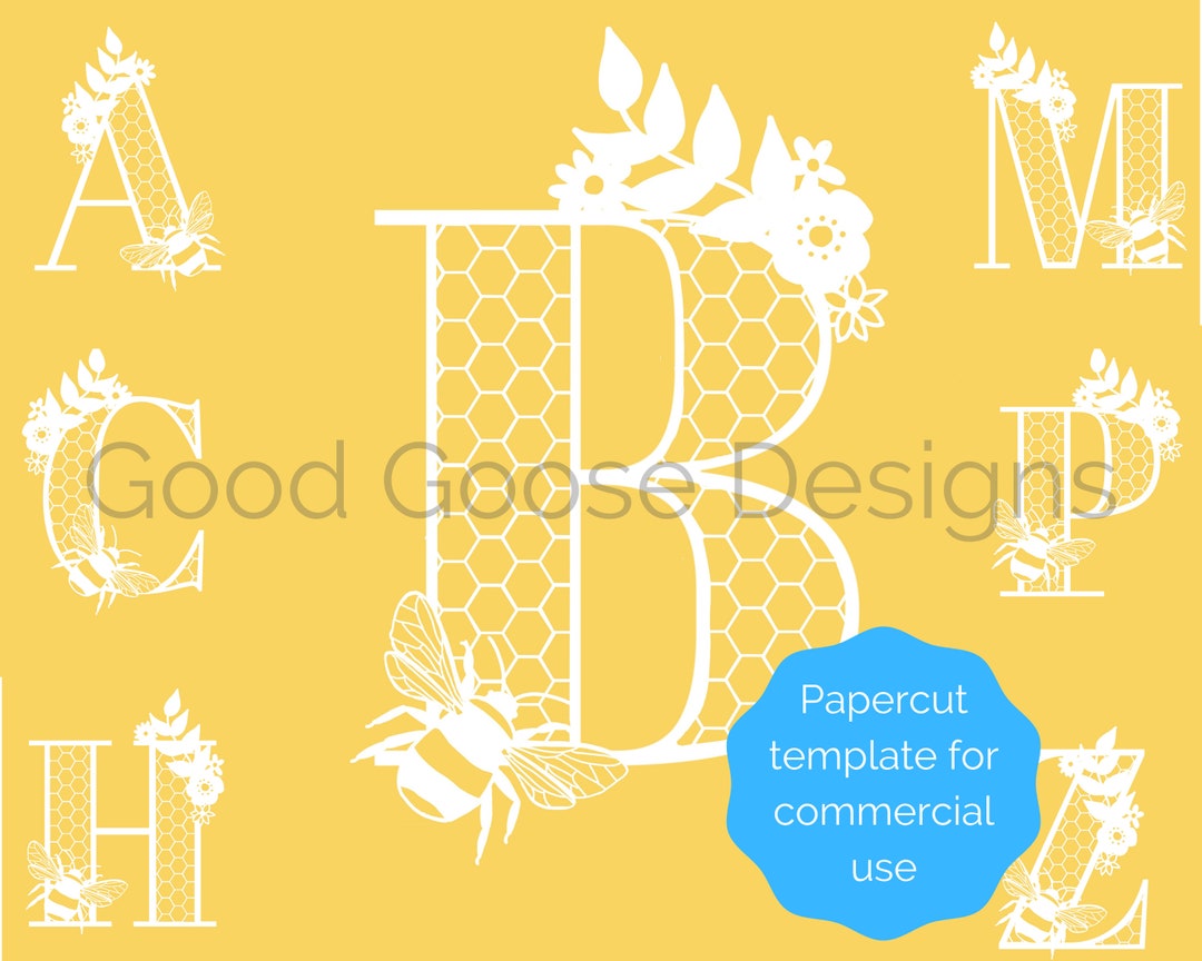 Bee Letters Papercut Templates for Commercial Use All 26 Bee - Etsy