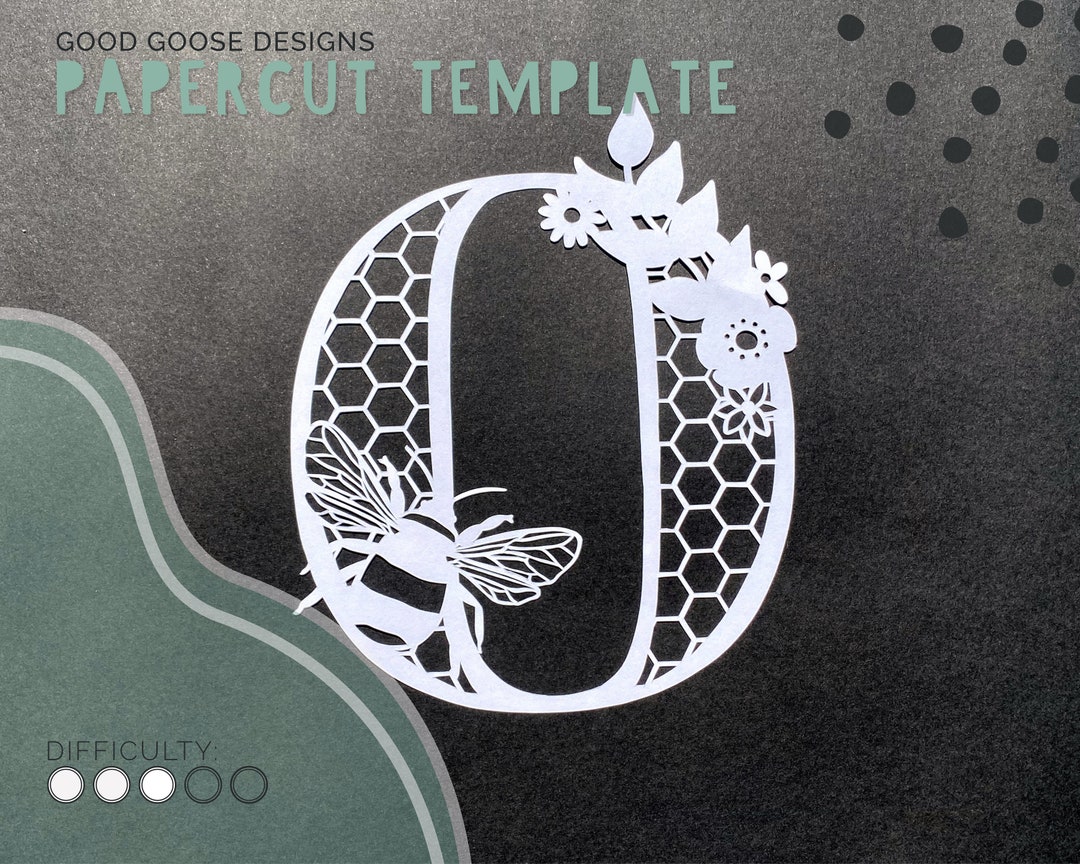 Letter O Papercut Template- Bee Honeycomb Flowers | PDF, SVG & PNG - Etsy
