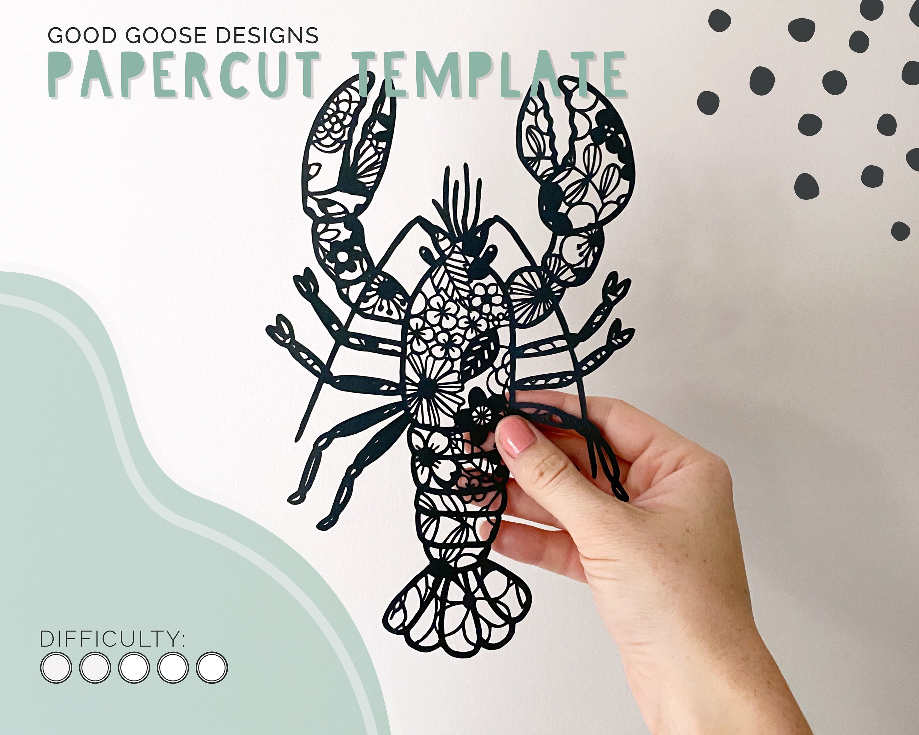 Floral Lobster Papercutting Template for Personal Use PDF | Etsy