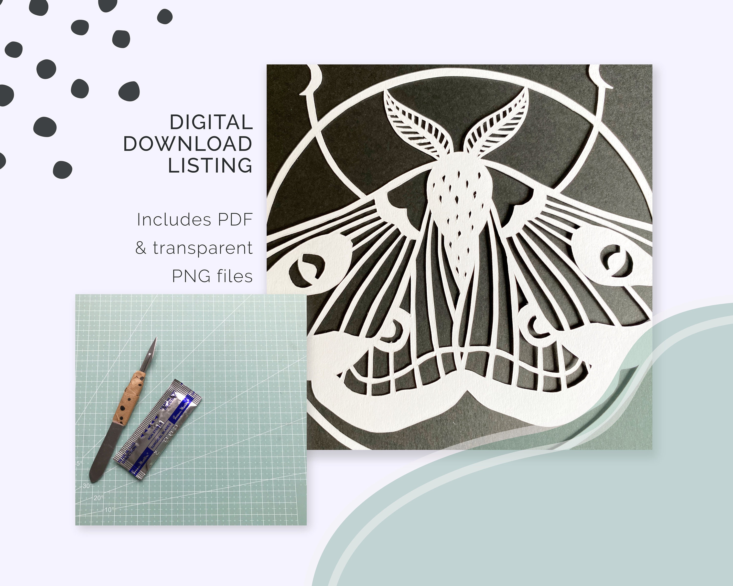 Lunar Moth Papercutting Template for Personal Use Only - Etsy