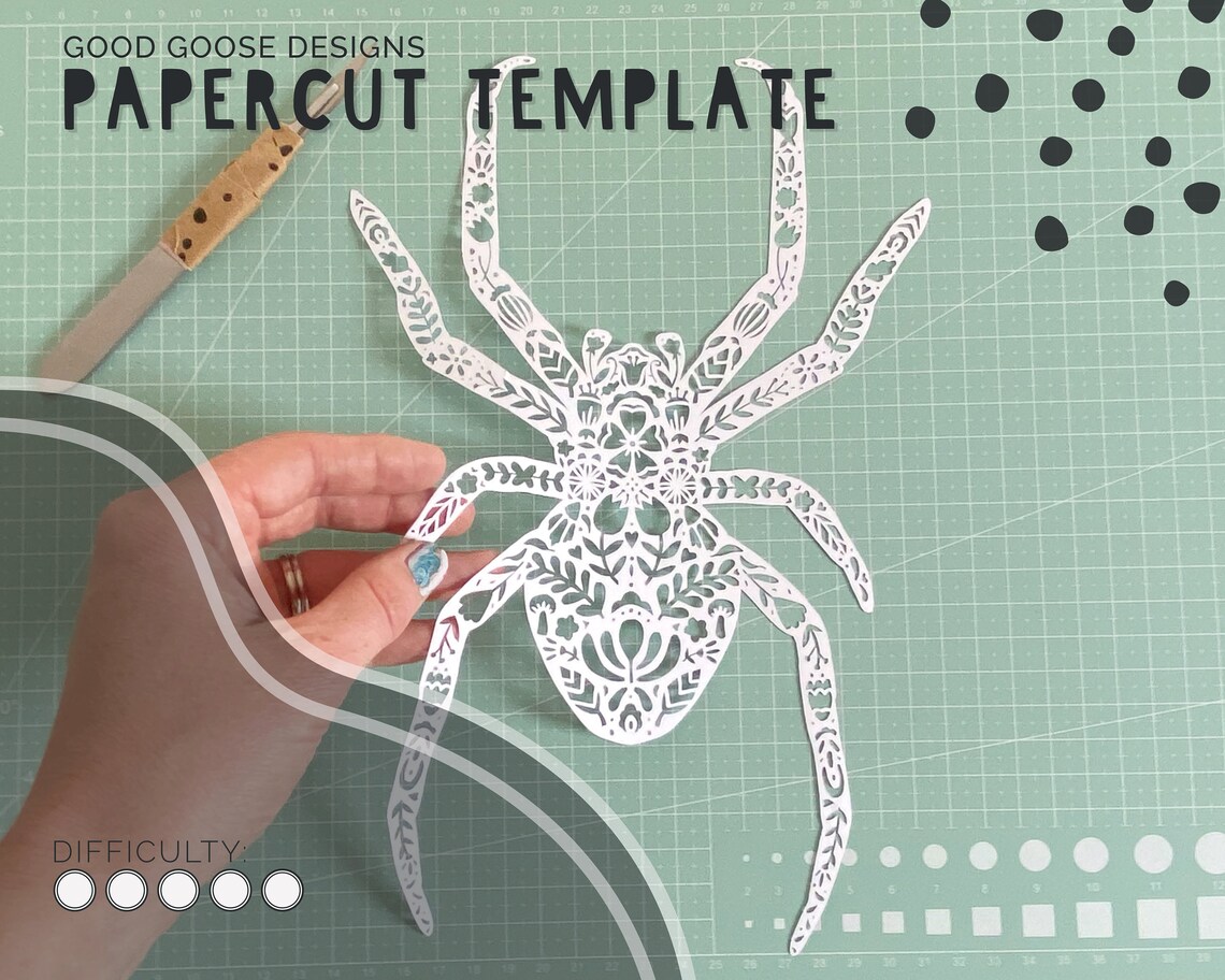Folk Art Spider Papercut Template for Personal Use PDF - Etsy
