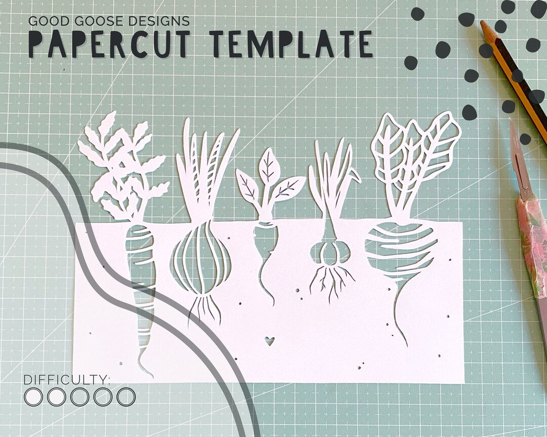 Grow Your Own Vegetables Art - Papercutting Template for Personal Use ...