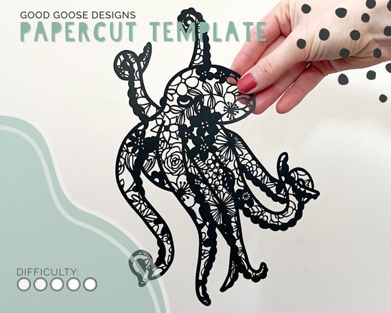 Floral Octopus Papercutting Template for Personal Use Only | Etsy