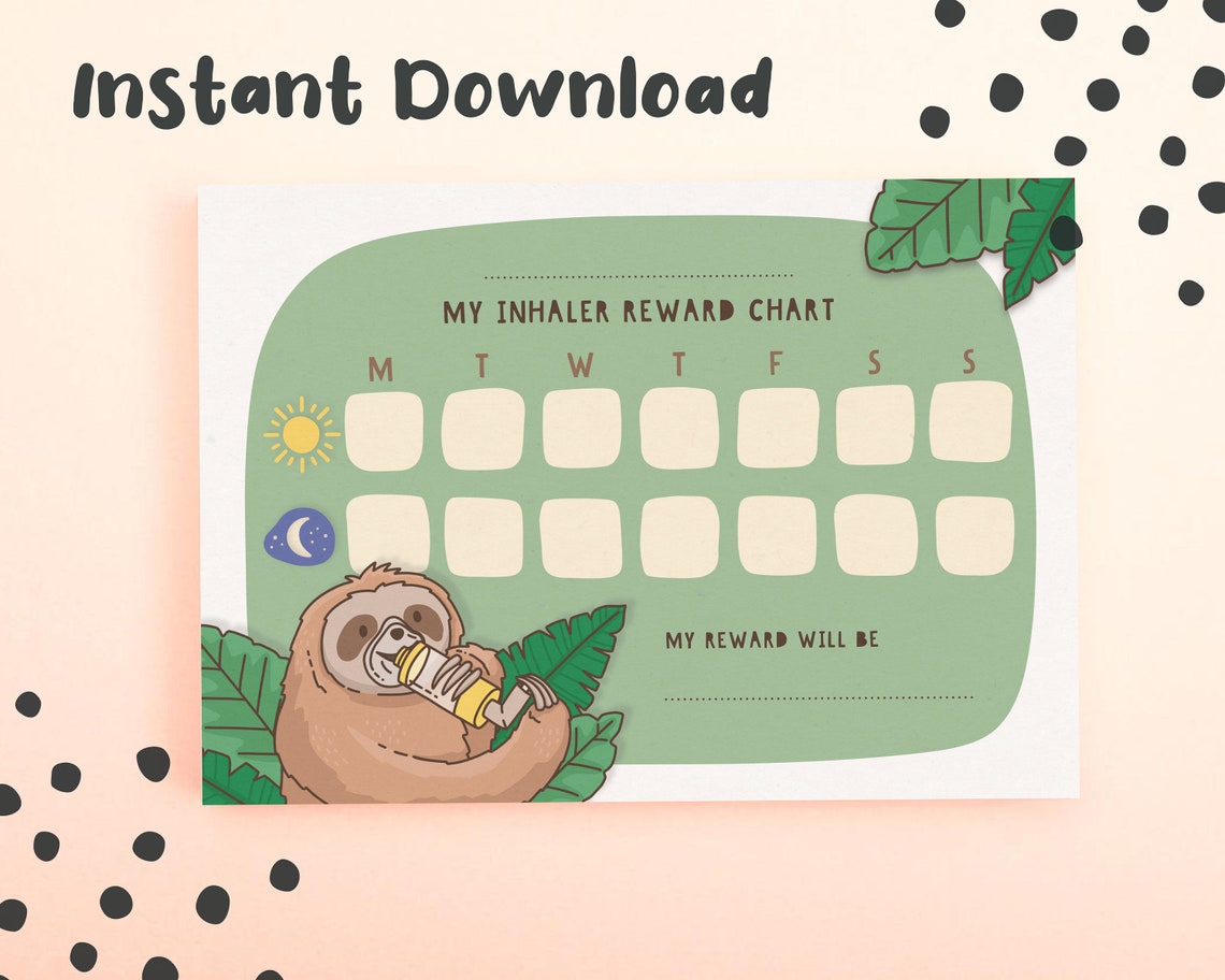 Printable Inhaler Reward Chart | Kids Instant Download Chart to ...