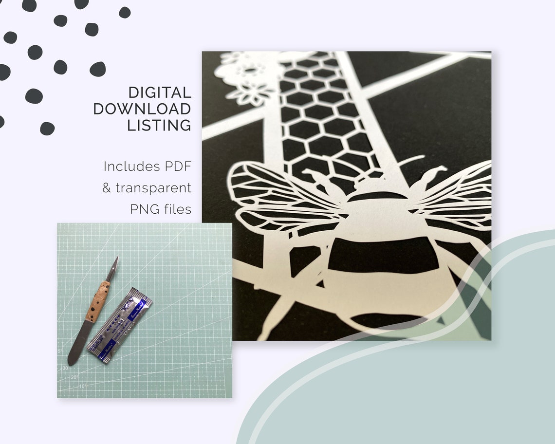 Letter X Papercut Template- Bee Honeycomb Flowers | PDF, SVG & PNG - Etsy