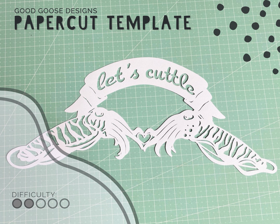 Let’s Cuttle | Cute Cuttlefish Pun | Papercutting Template for Personal ...