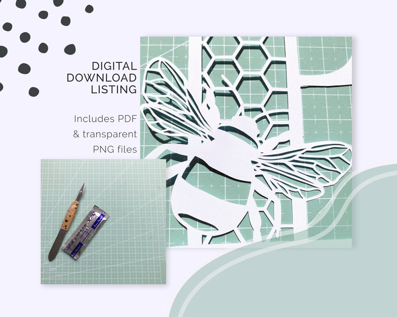 Letter P Papercut Template- Bee Honeycomb Flowers | PDF, SVG & PNG - Etsy
