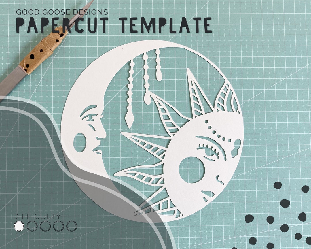 Sun and Moon Papercutting Template | Beginners Papercut Design for ...