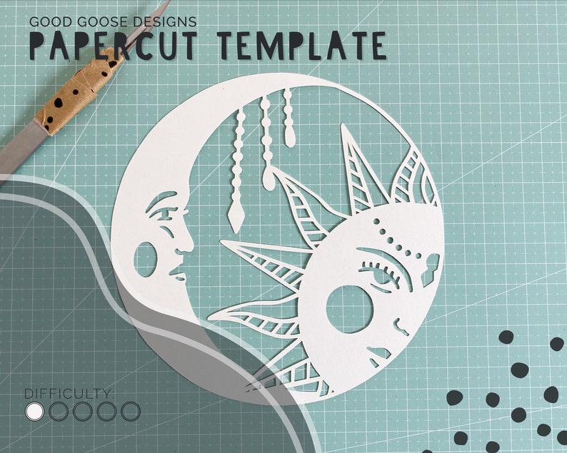 Sun and Moon Papercutting Template Beginners Papercut Design - Etsy