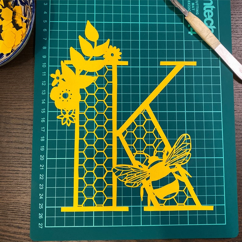 Bee Letters Papercut Templates for Commercial Use All 26 Bee - Etsy