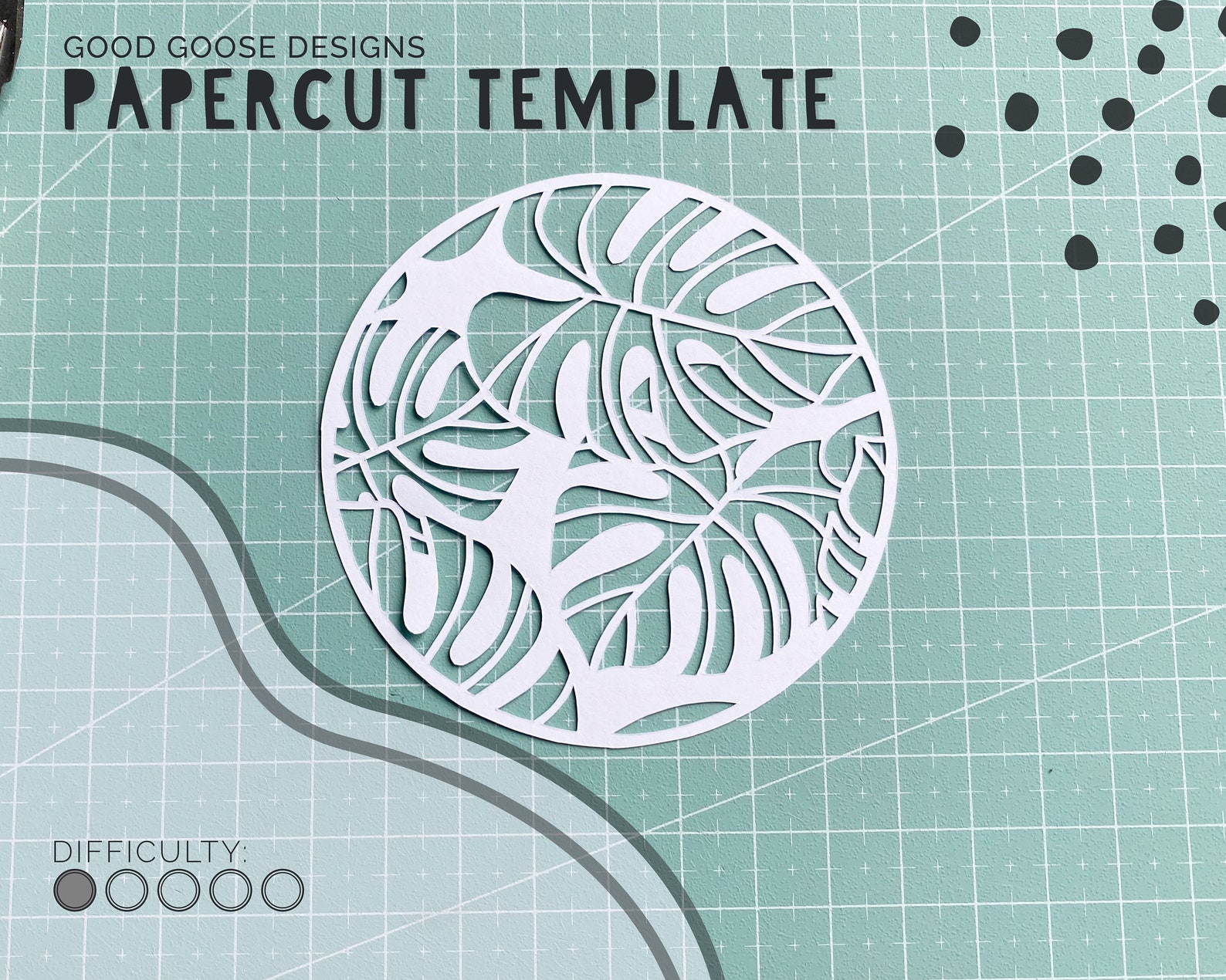Monstera Leaf Papercutting Template | Beginners Design for Personal Use ...
