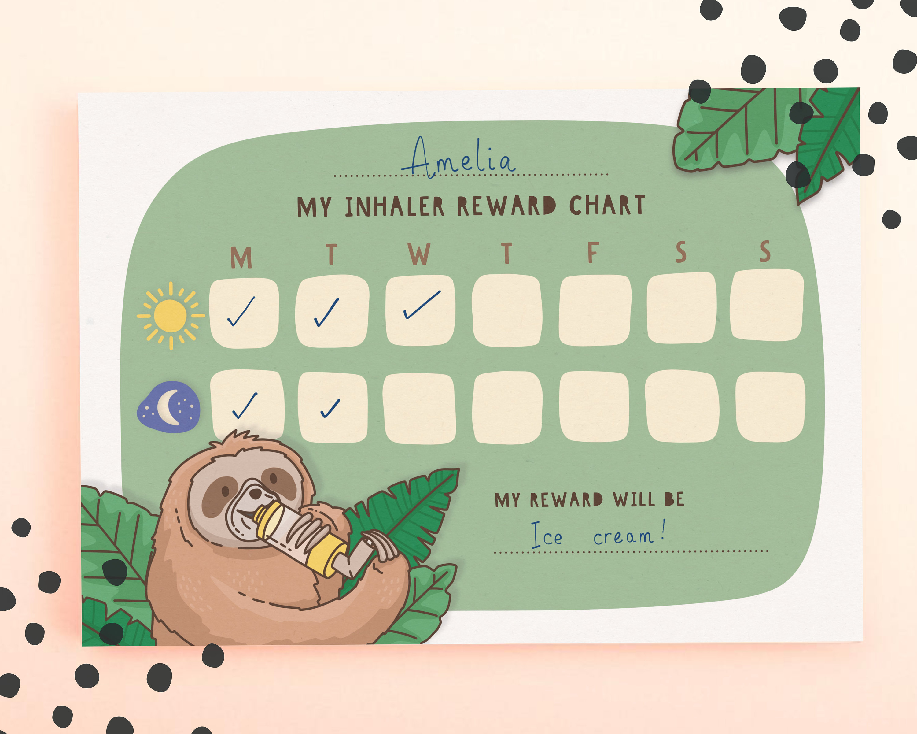 Printable Inhaler Reward Chart | Kids Instant Download Chart to ...