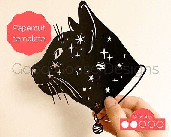 Cosmic cat papercut template for personal use only PDF SVG | Etsy