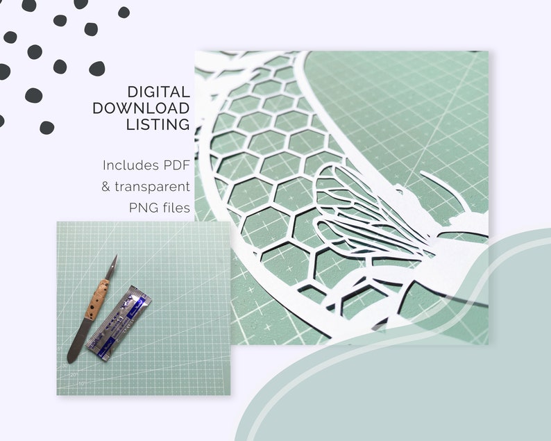 Letter C Papercut Template Bee Honeycomb Flowers PDF SVG - Etsy