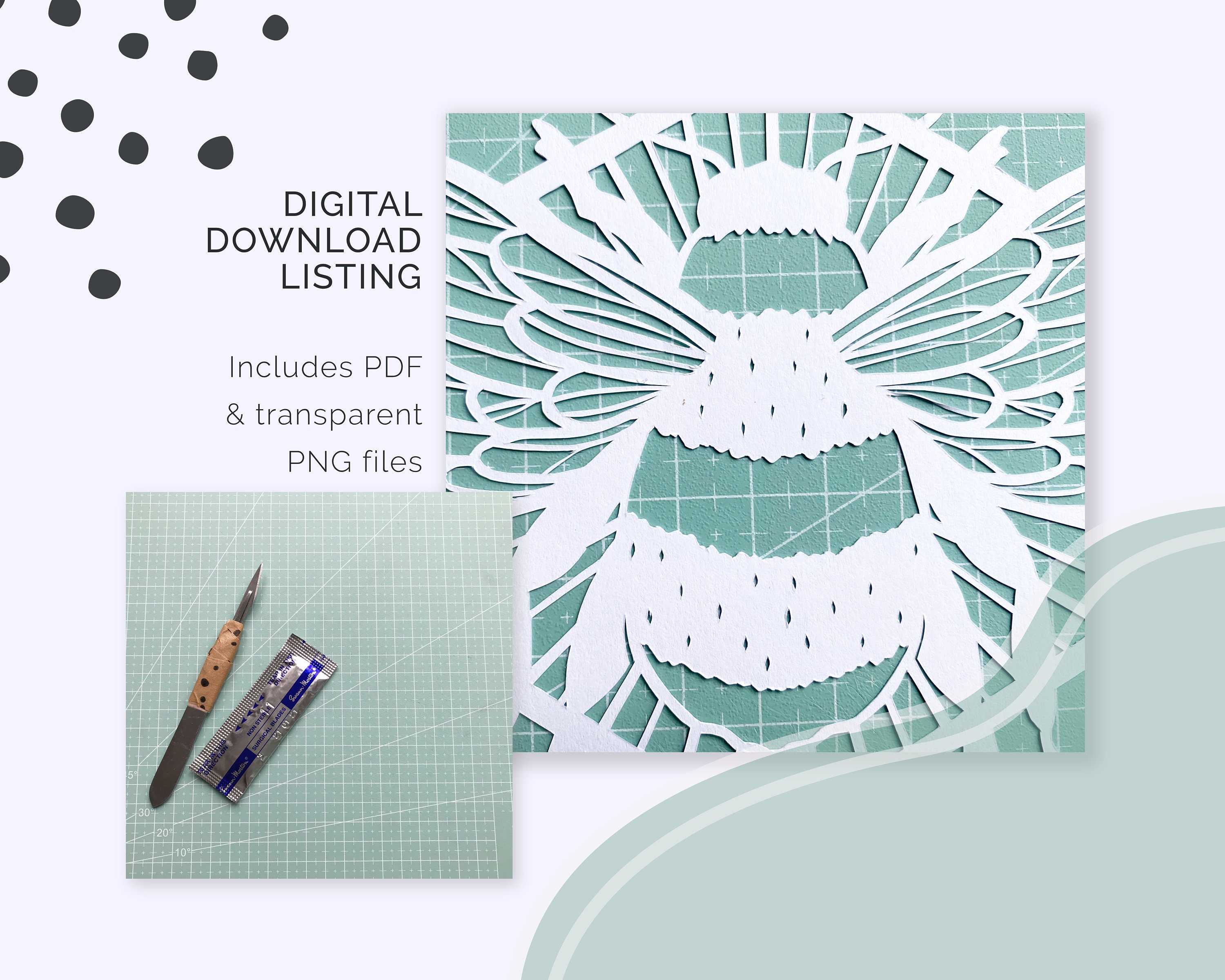 Bee - Papercutting Template for Personal Use Only | PDF, PNG & SVG - Etsy