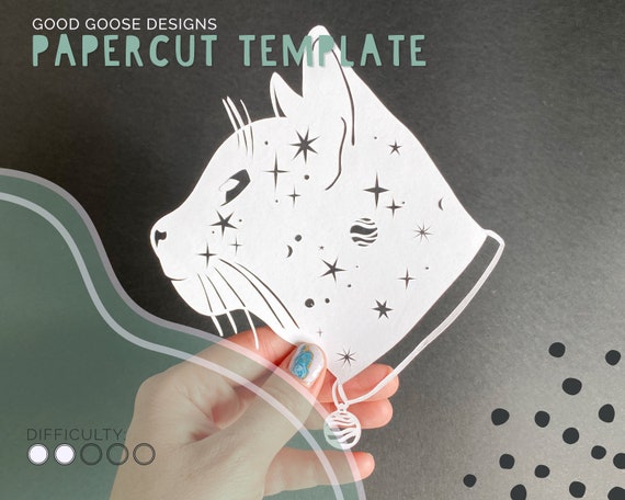Cosmic Cat Papercut Template for Personal Use Only PDF PNG | Etsy
