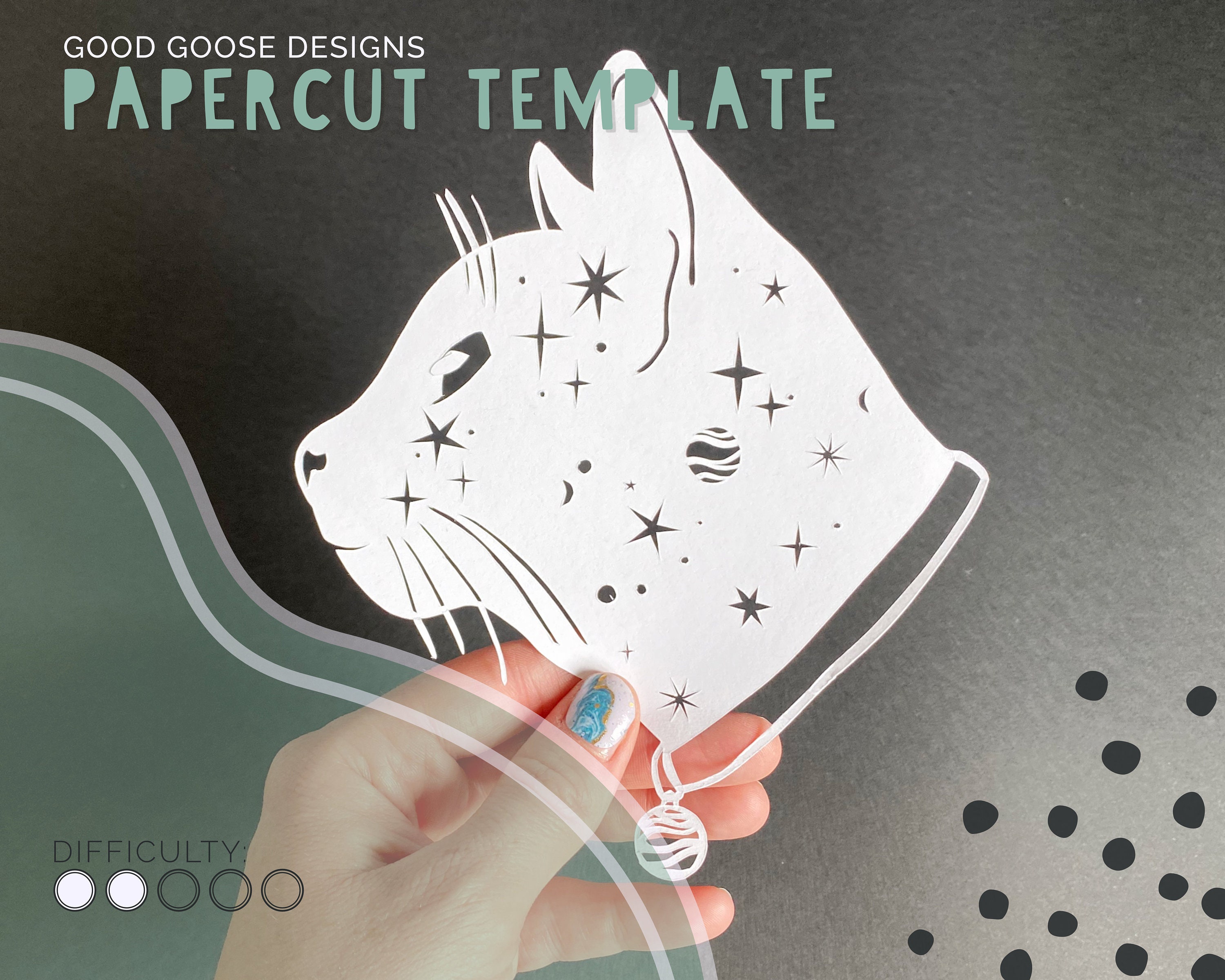 Cosmic Cat Papercut Template for Personal Use Only PDF PNG | Etsy