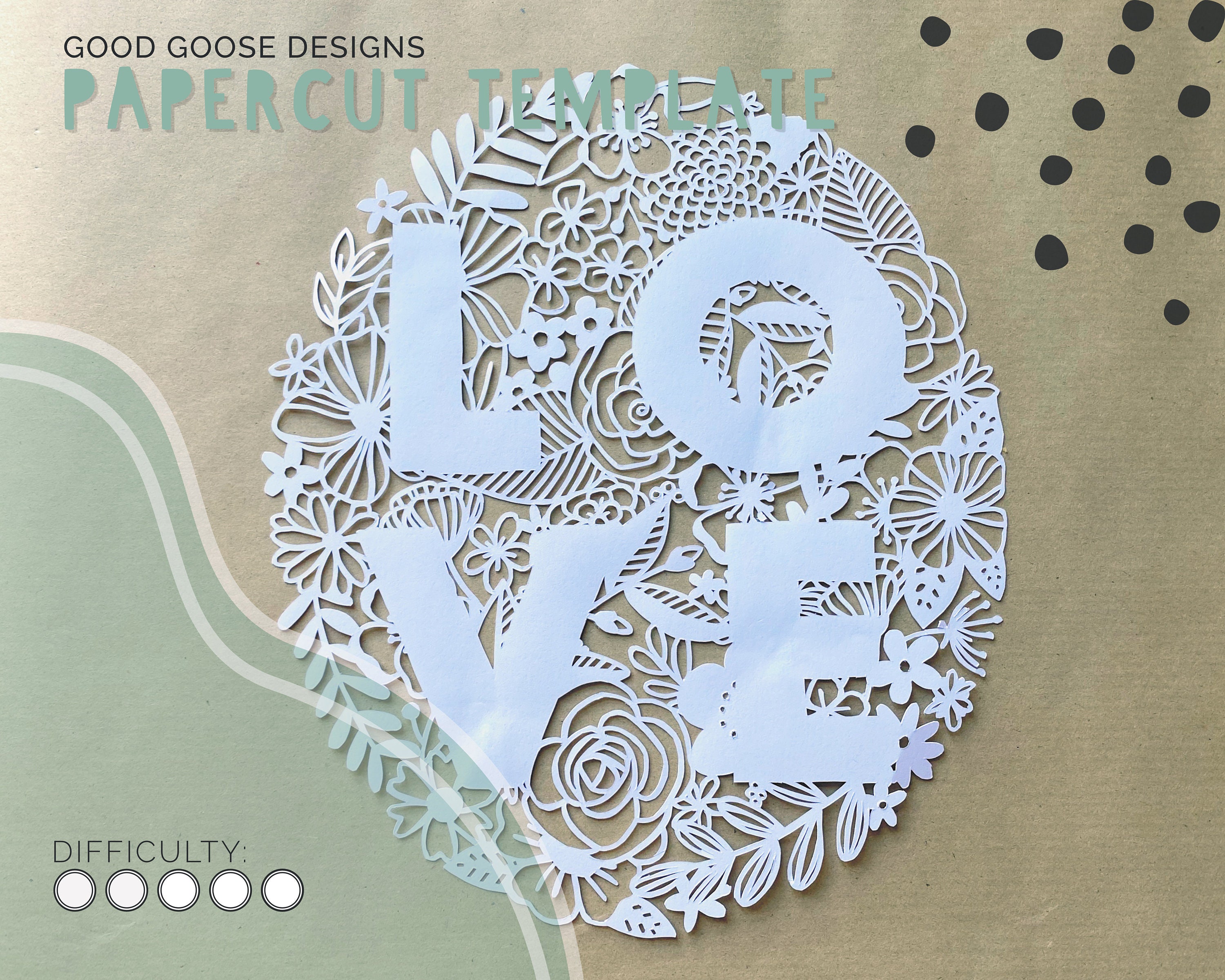 Oval Floral love Papercutting Template for - Etsy