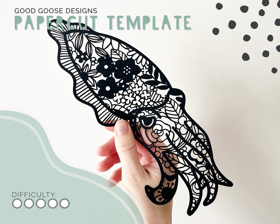 Floral Cuttlefish | Papercutting Template for Personal Use | PDF, PNG ...