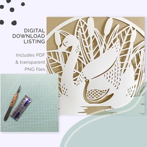 Swan and Cygnet Papercut Template | PDF, SVG & PNG - Etsy
