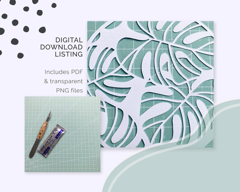 Monstera Leaf Papercutting Template | Beginners Design for Personal Use ...