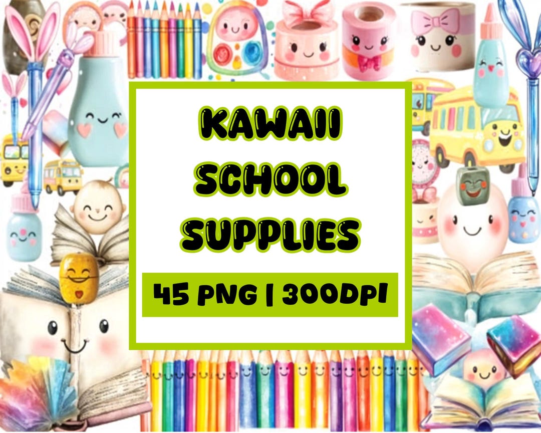 Kawaii School Supplies Clipart | Kawaii Clip Art Images | Kawaii School ...