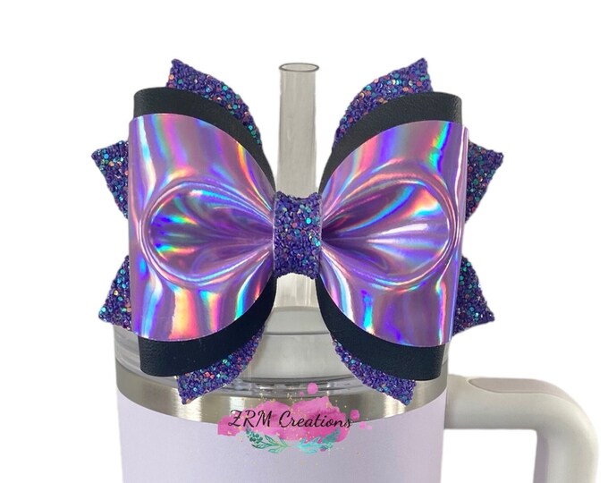 Stanley Chroma Bow Straw Topper, Black Purple Straw Bow Topper, Simple ...