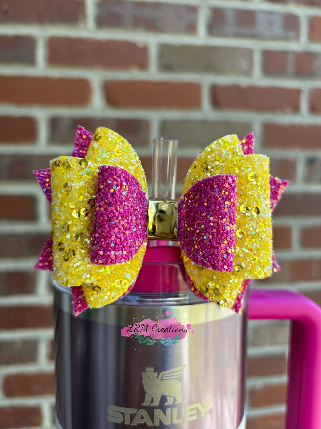 Stanley Sunset Gradient Bow Straw Topper, Yellow Purple Bow Topper ...
